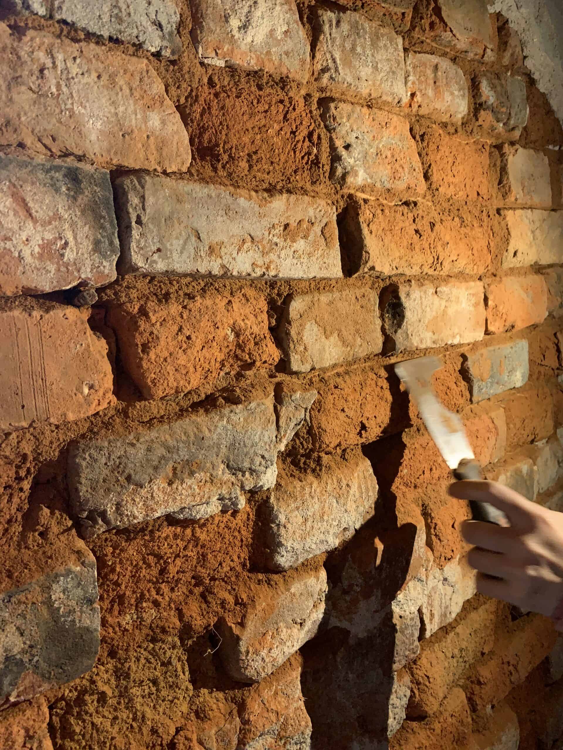 Repointing the Cellar Walls - Historic Meadow Garden