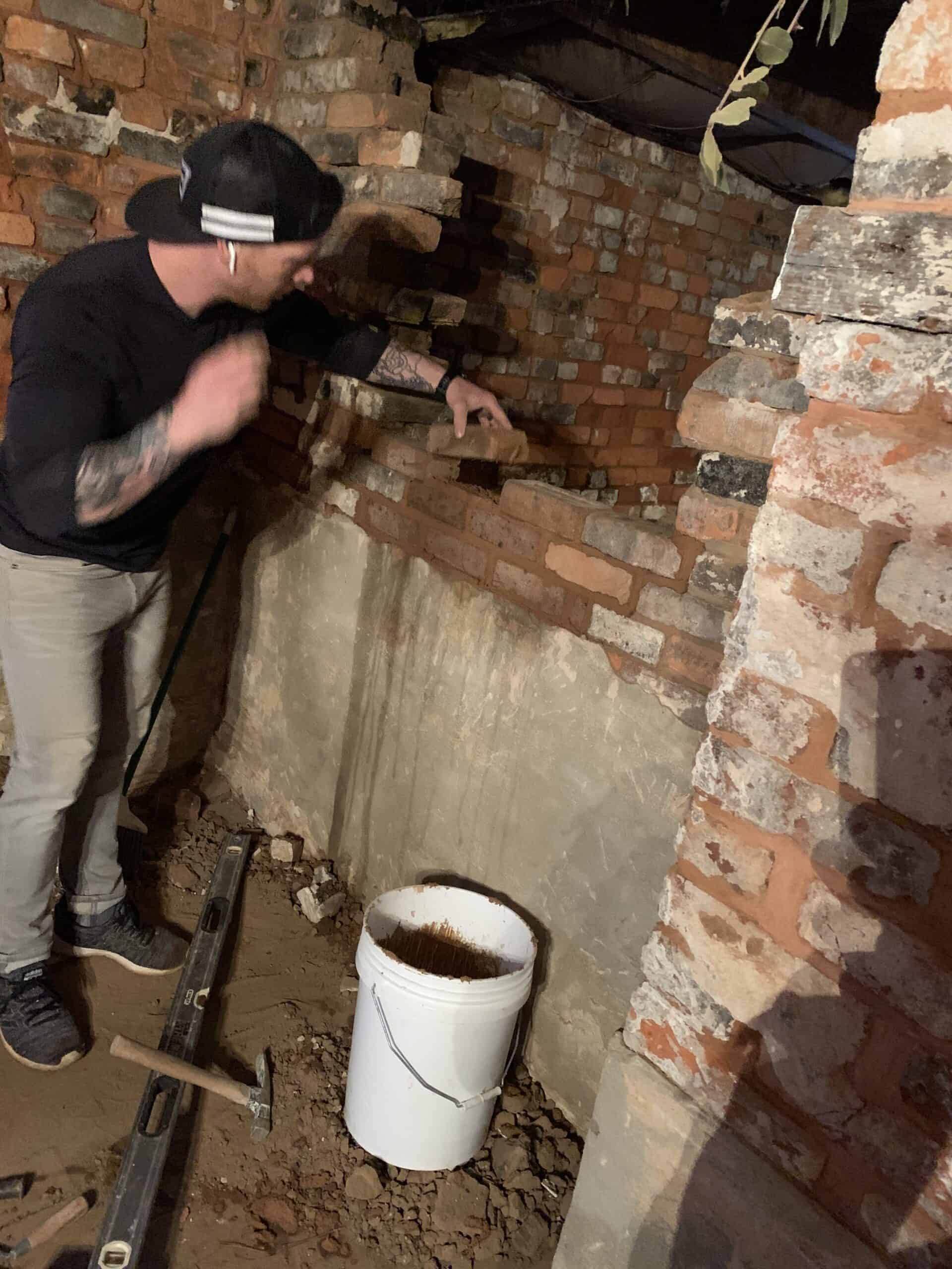 Repointing the Cellar Walls - Historic Meadow Garden