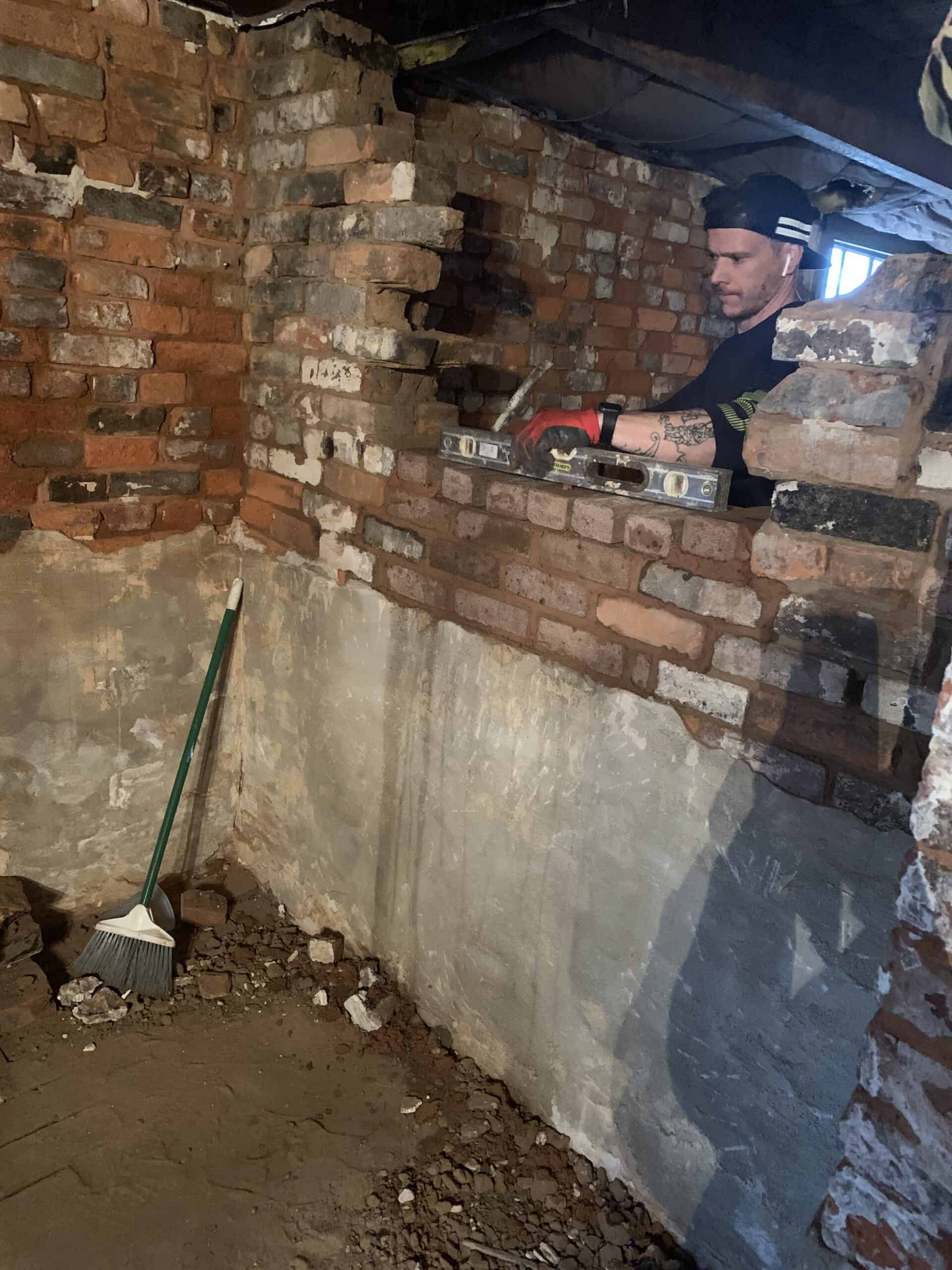 Repointing the Cellar Walls - Historic Meadow Garden