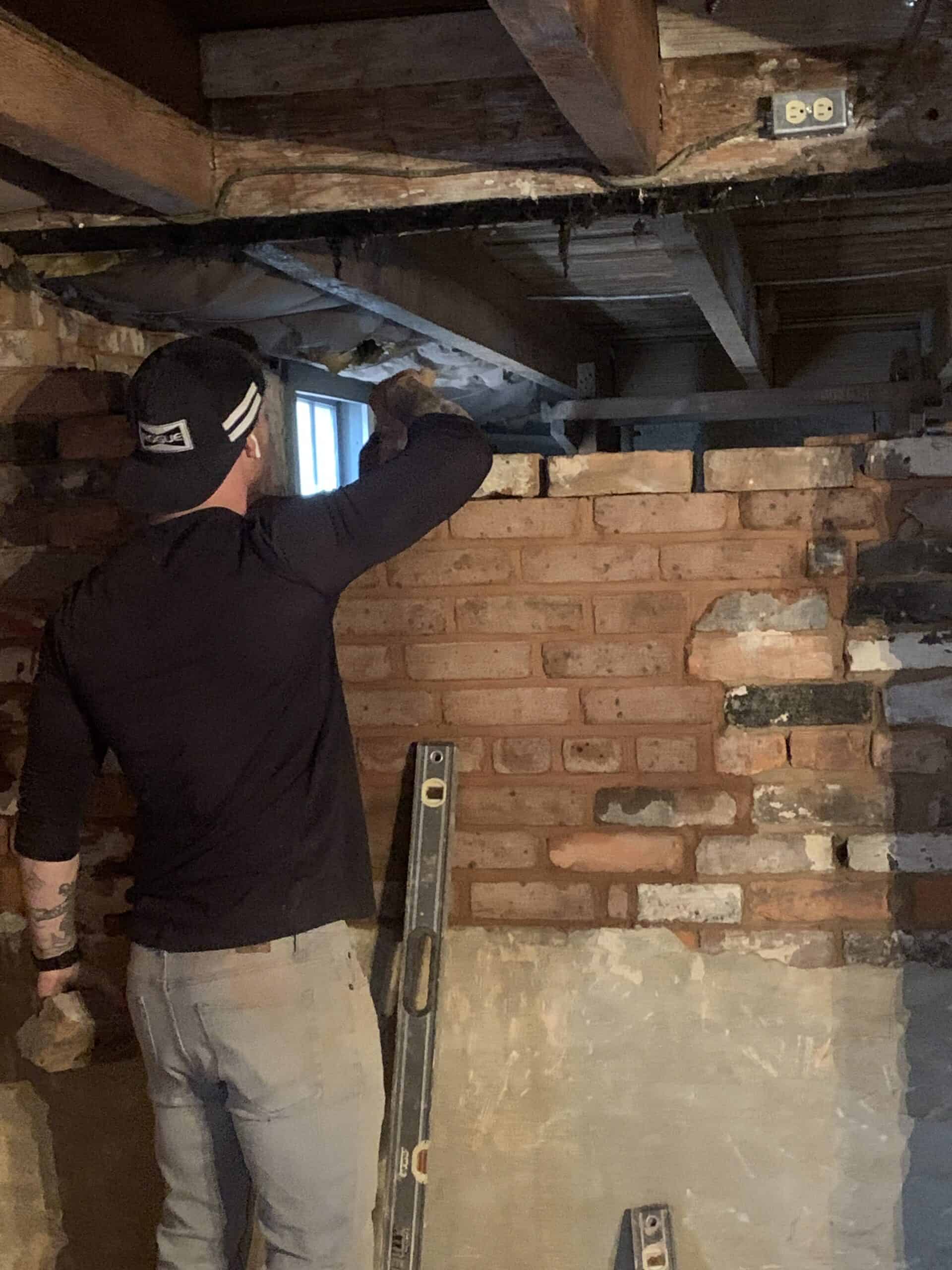 Repointing the Cellar Walls - Historic Meadow Garden