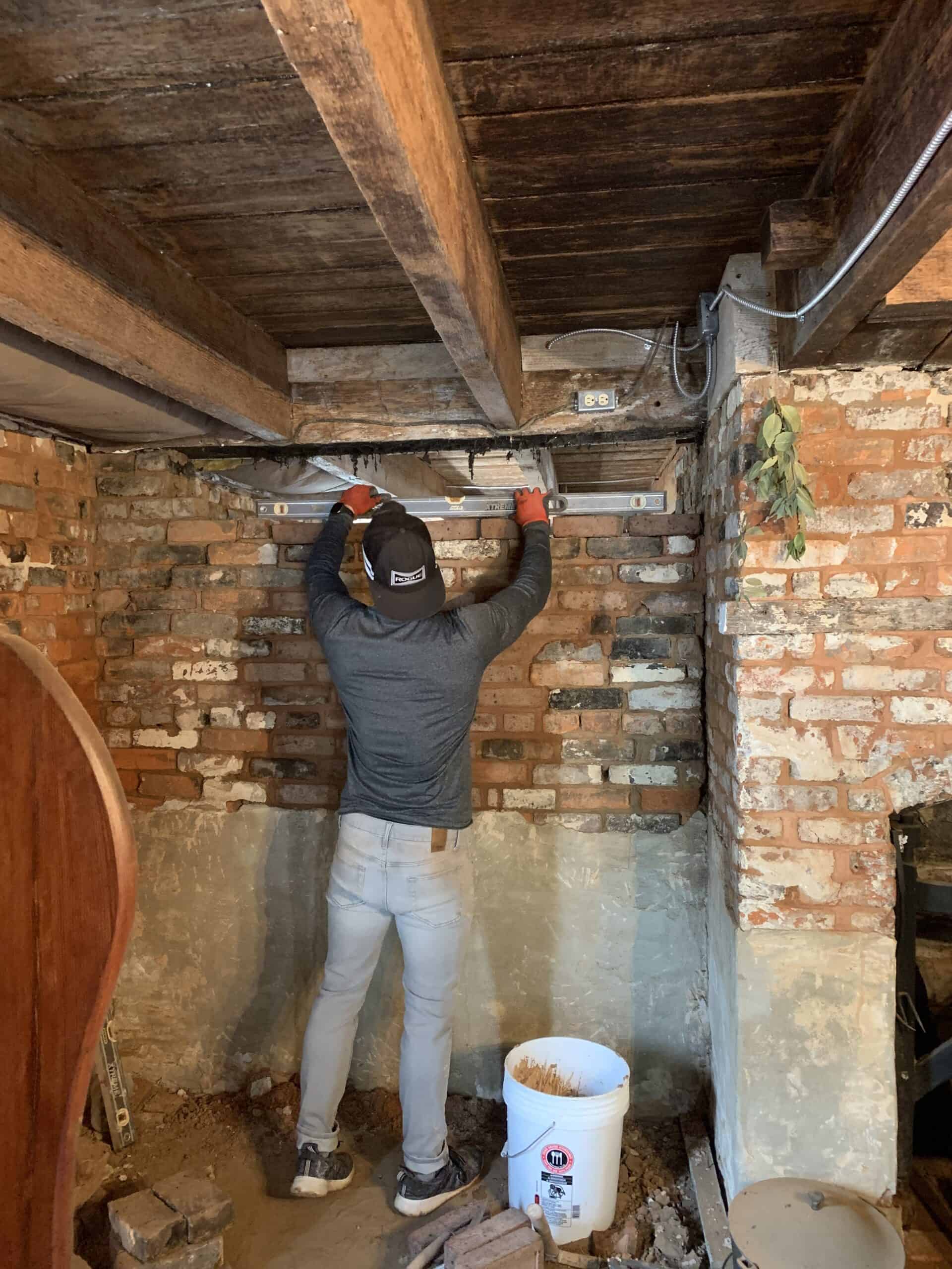 Repointing the Cellar Walls - Historic Meadow Garden