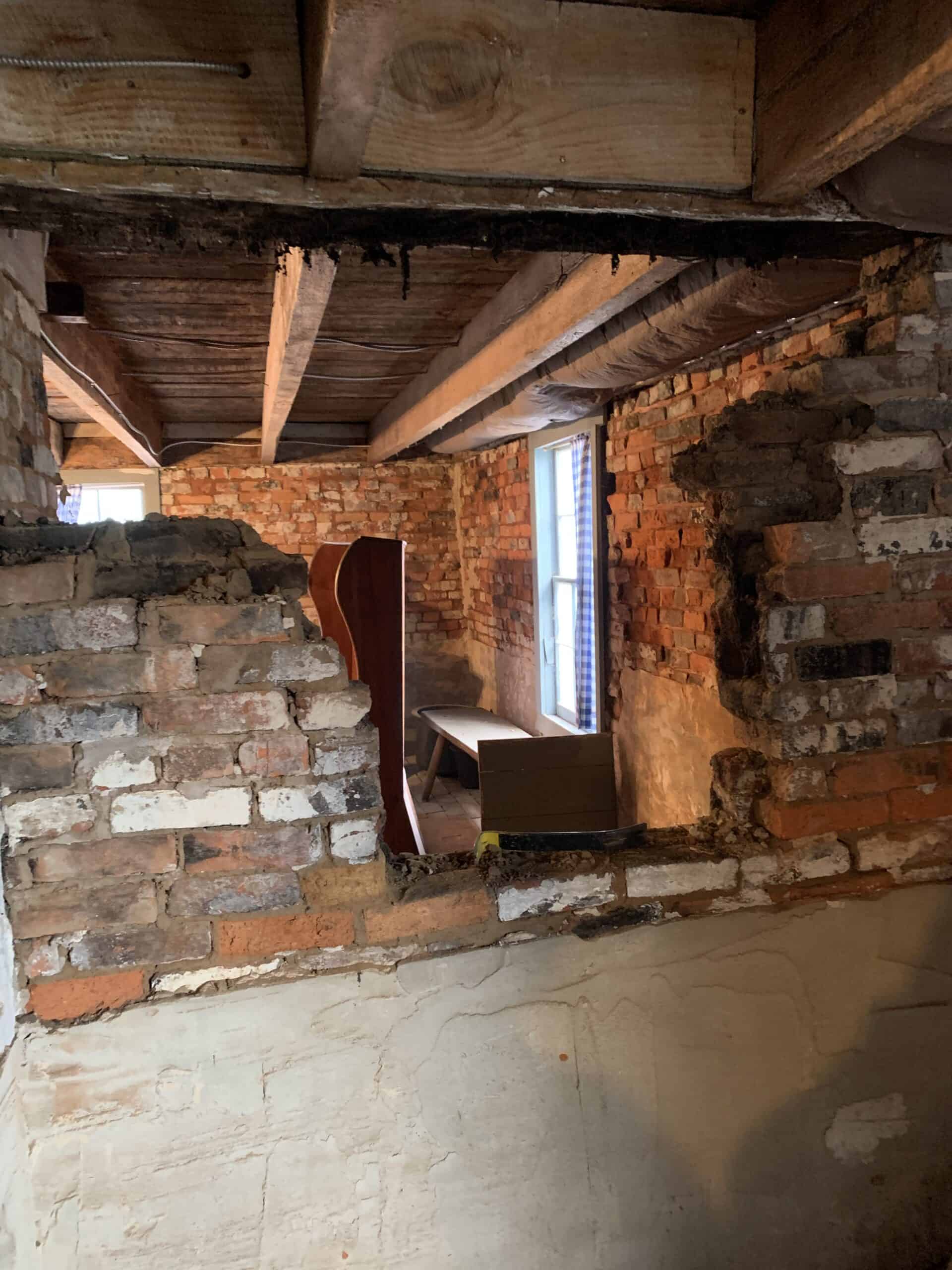 Repointing the Cellar Walls - Historic Meadow Garden